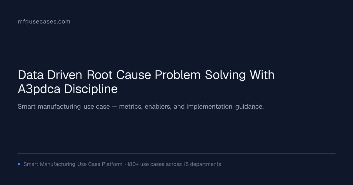 Data-Driven Root Cause Problem Solving with A3/PDCA Discipline ...